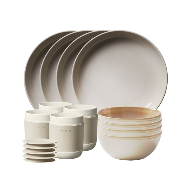 Corelle Stoneware 16-piece Dinnerware Set, Service for 4, Oatmeal - Walmart.com
