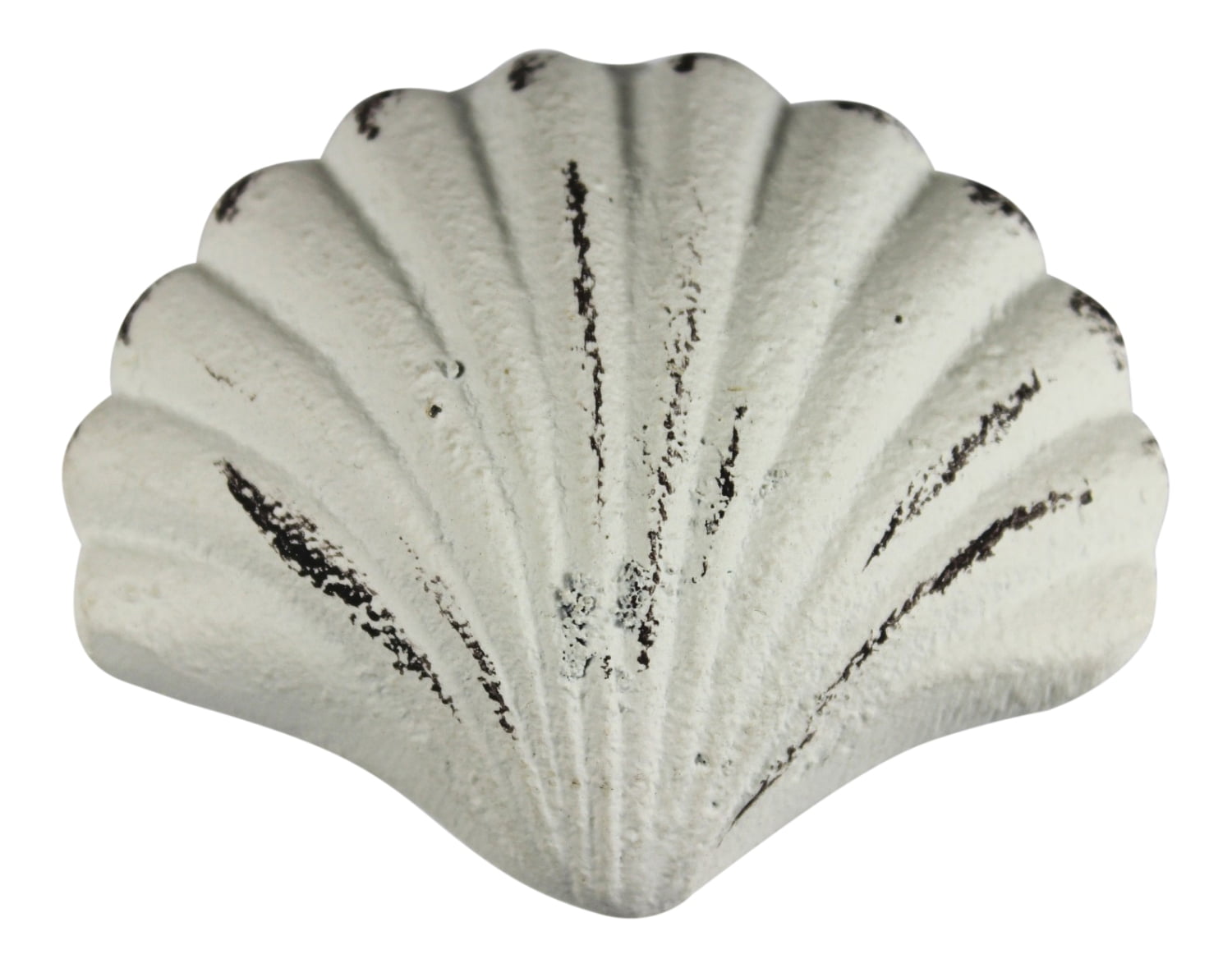 Scallop Seashell Drawer Pull Painted White Cast Iron Distressed Finish ...