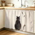 Black Fluffy Cat Cabinet Curtains 28" W x 51" L, Vintage Paper Ink ...