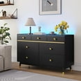 Walmart Black Bedroom Dresser with LED Lights, 7 Drawers, Glass Top, 18 ...