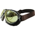 Nannini TT Hand-Sewn 4V Brown Leather Goggles Chrome Frames Yellow Anti ...