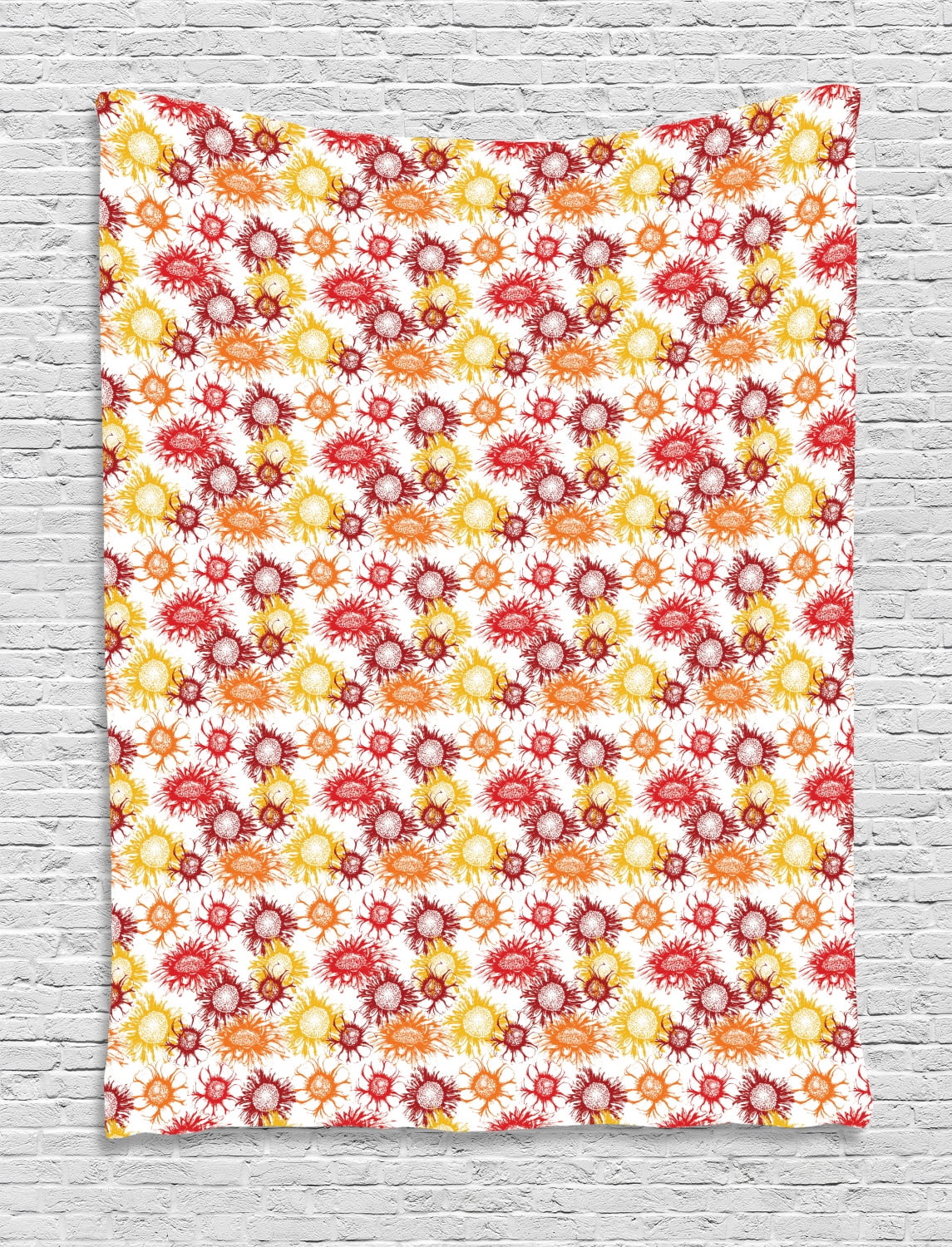 Gerber Daisy Tapestry, Ink Painting Style Vintage Floral Artwork ...