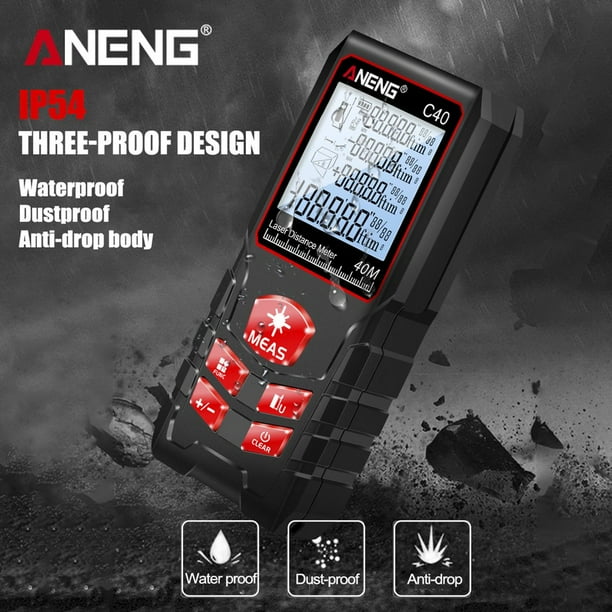 40m Digital Rangefinder Laser Infrared Distance Meter Electronic Area ...