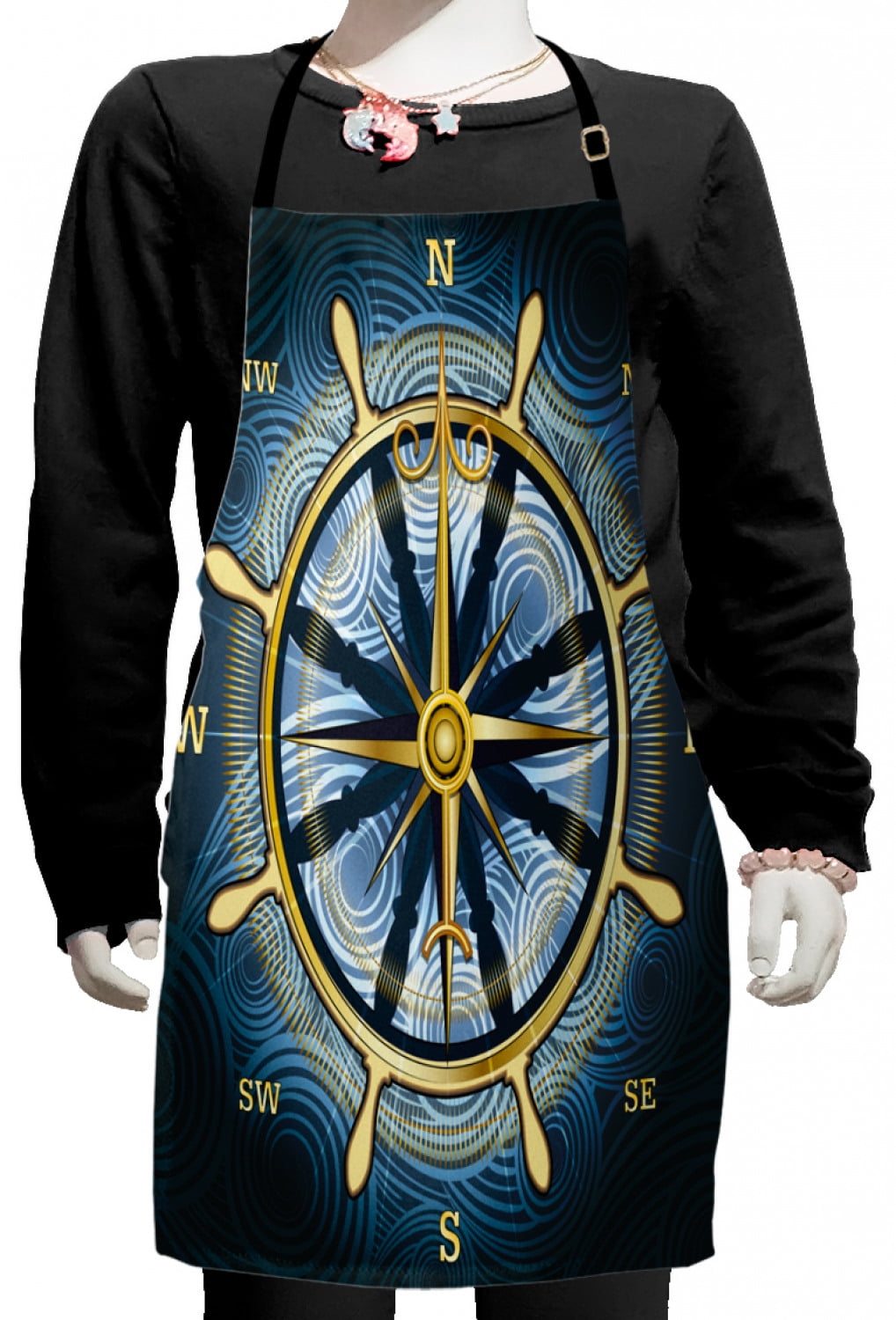 Compass Kids Apron, Navigation Theme Compass with Windrose and Helm on ...