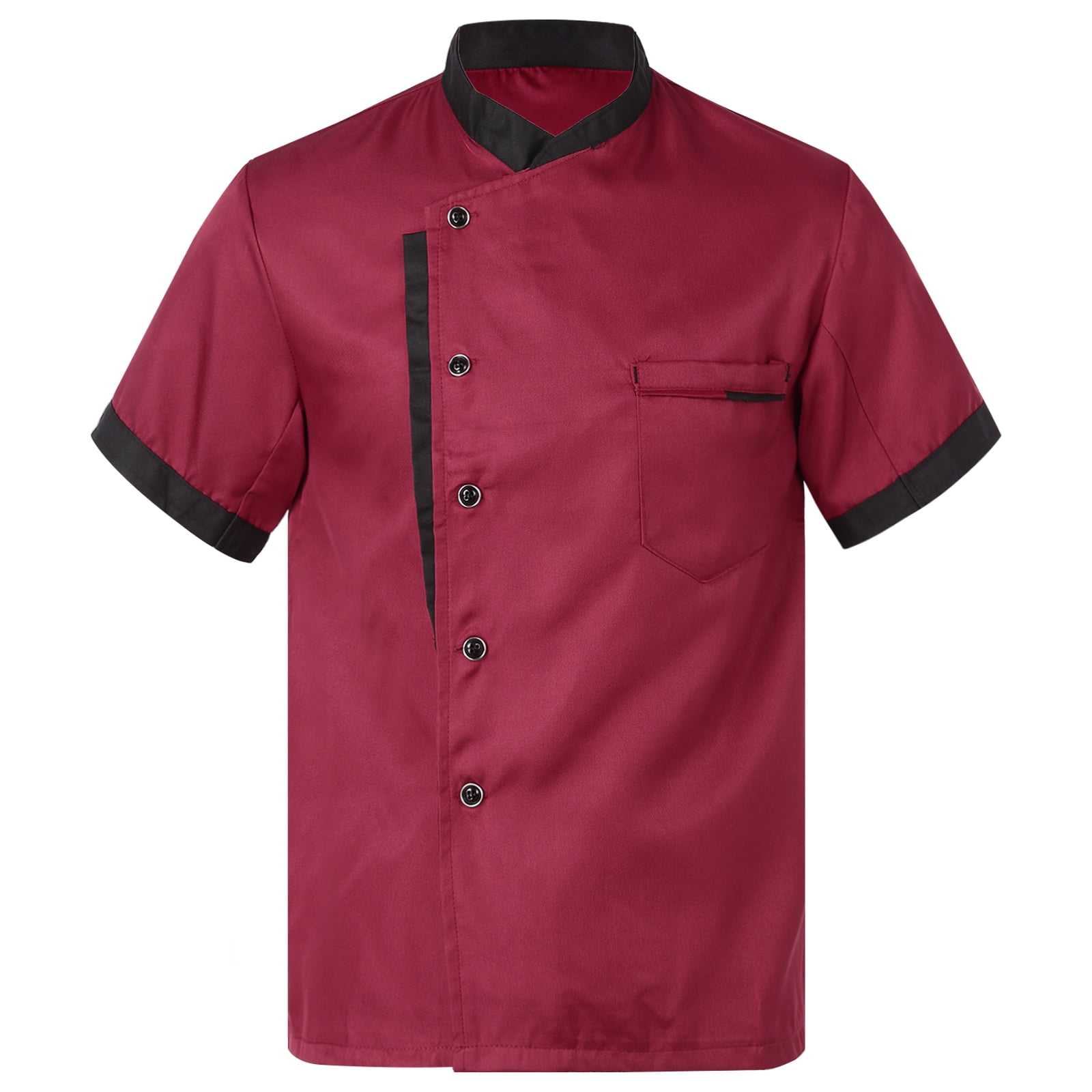 MSemis Men's Short Sleeve Button Chef Coat Jacket Kitchen Cook Shirt ...