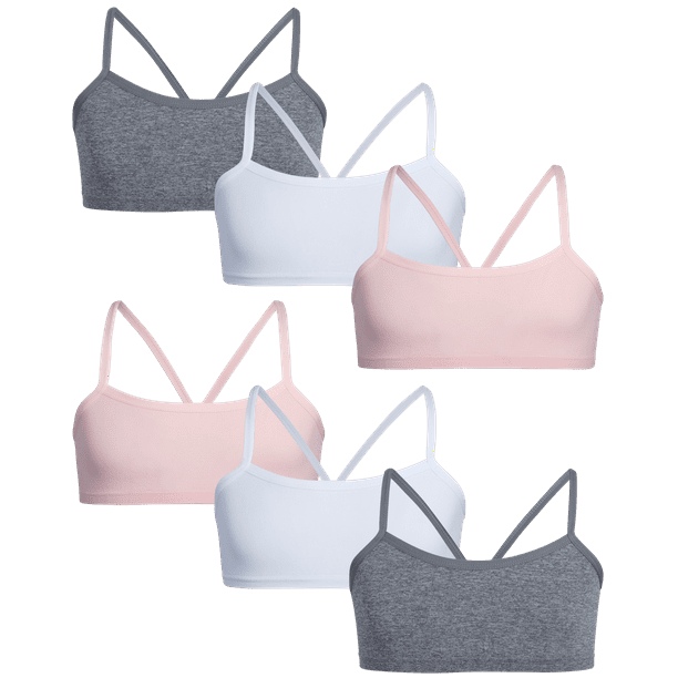 Only Girls Training Bra 6 Pack Crop Cami Bralette, Sizes 7-14 - Walmart.com