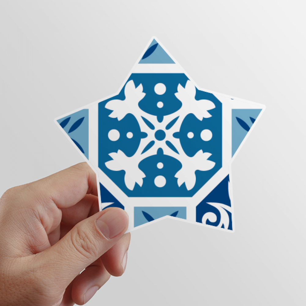 Morocco Decorative Blue Pattern Star Sticker Paster Vinyl Car Tags ...