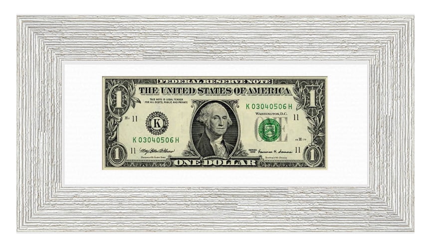 Dollar Bill Frame For Your First Dollar - White Washed Farmhouse ...