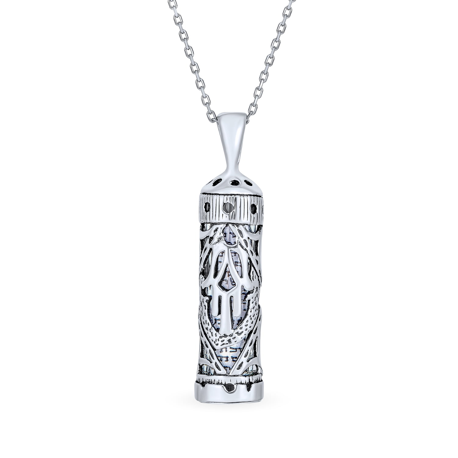 Hamsa Jewish Parchment Pendant Mezuzah Necklace 925 Sterling Silver ...