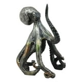 Ebros Silver Finish Large Standing Octopus Statue, Resin Marine Decor ...