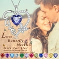 Juwaliy Red Love Heart Necklace Butterfly July Birthstone Necklace Ruby 925 Sterling Silver ...