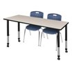 Regency Kee 36" Square Height Adjustable Mobile Classroom Table - Maple ...