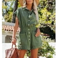Chouyatou Women's Short Cuffed Sleeve Utility Rompers Elastic Waist ...