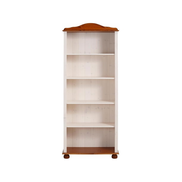 RealRooms Chester 5 Shelf Open Bookcase, White and Honey - Walmart.com