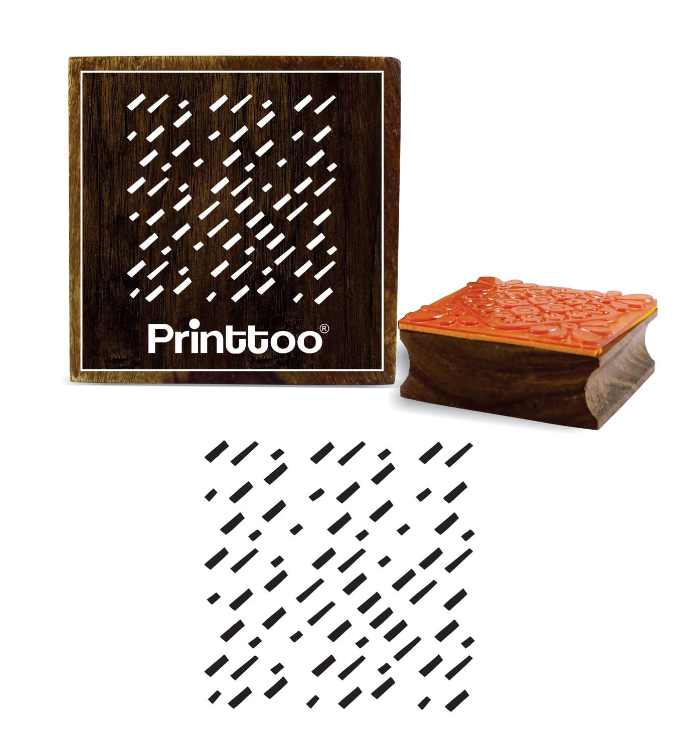 Printtoo Abstract Geometric Stick Pattern Wooden Square Rubber Stamp ...