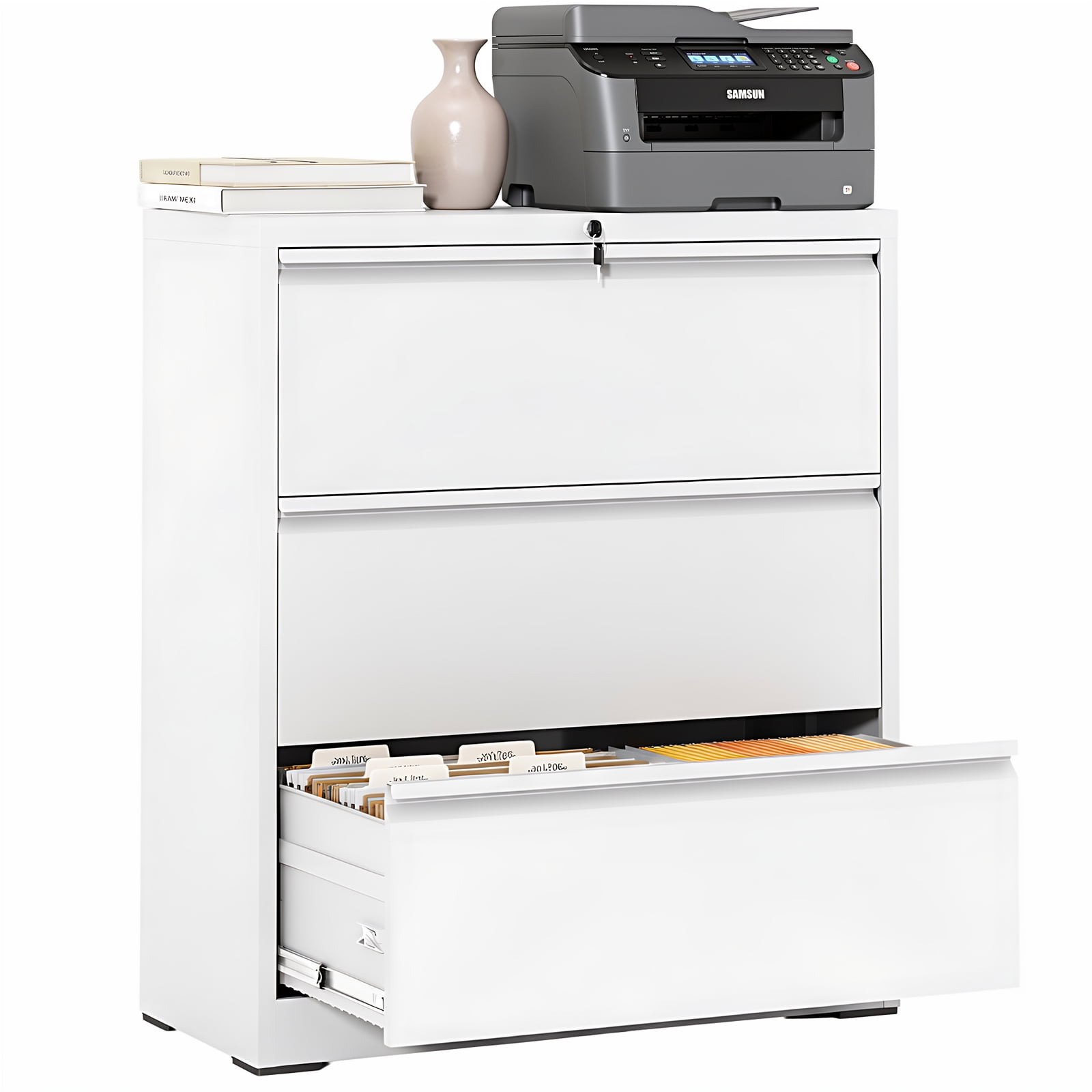Click here for Kavey 3-Drawer White Steel File Cabinet With A Loc... prices