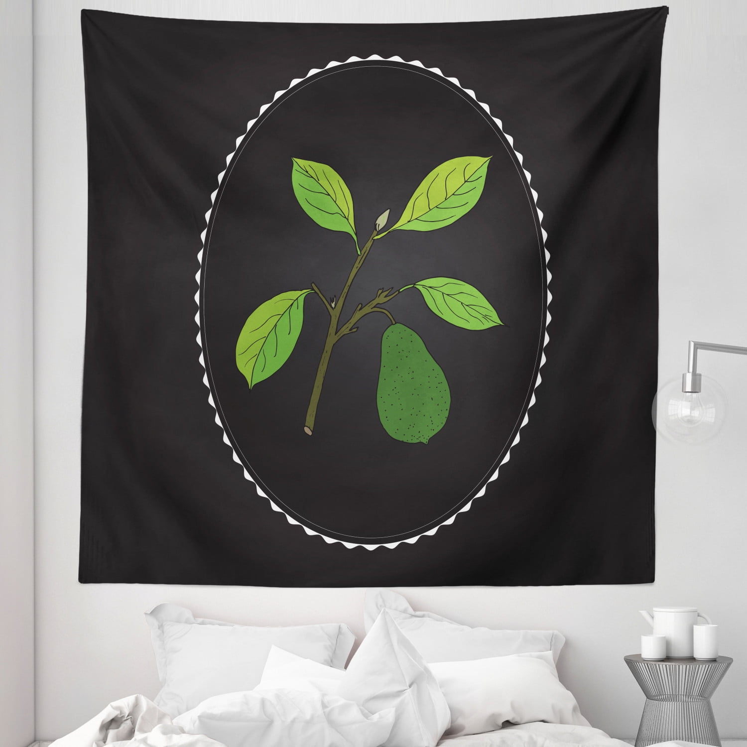 Avocado Tapestry, Alligator Pear Growing on Tree Branch Graphic with ...