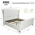 Amerlife King Size Tufted Bedroom Bed Frame Upholstered Sleigh Bed