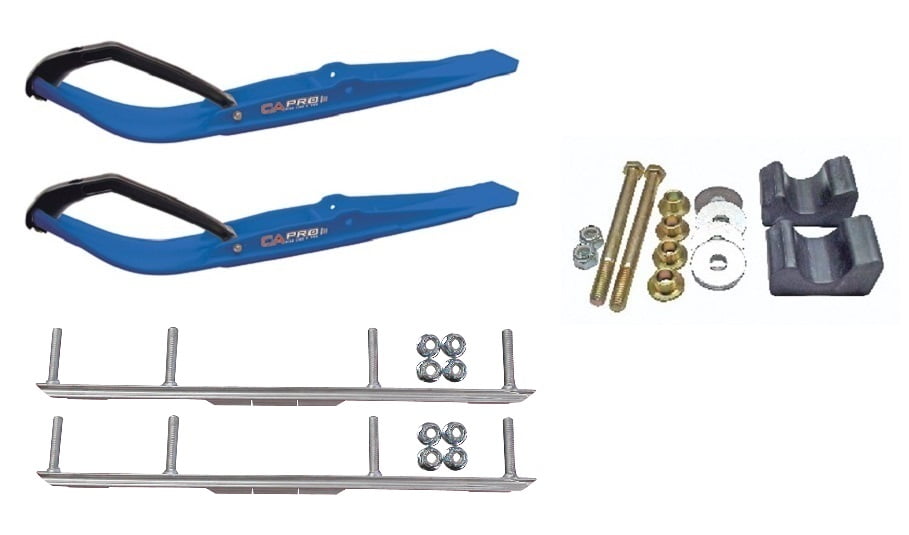 C&A Pro Blue Razor Snowmobile Skis w/ 4.5" Shaper Bars Complete Kit ...