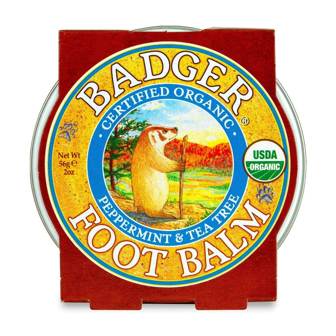 Bálsamo para pies Badger en lata, 60 ml, menta y árbol de té orgánico ...