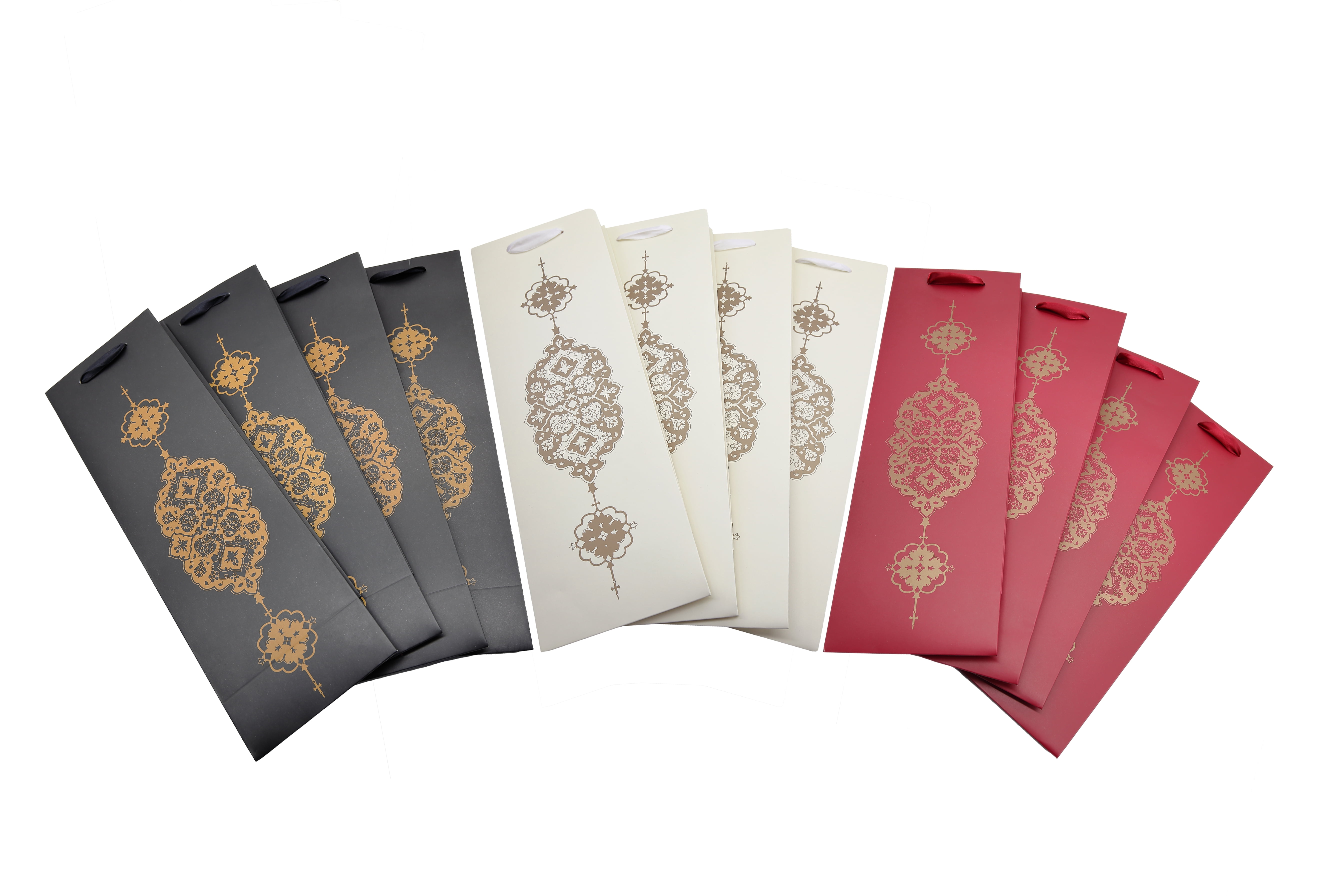 12 Pack High-Quality Stock Paper Black/Red/White Wine Gift Bags ...