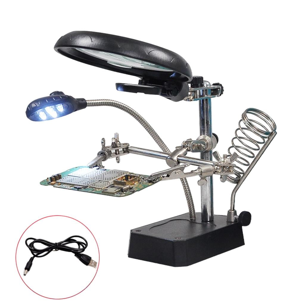 Desk Magnifying Lamp Glass LED Light Industrial Lamp Rechargeable ...