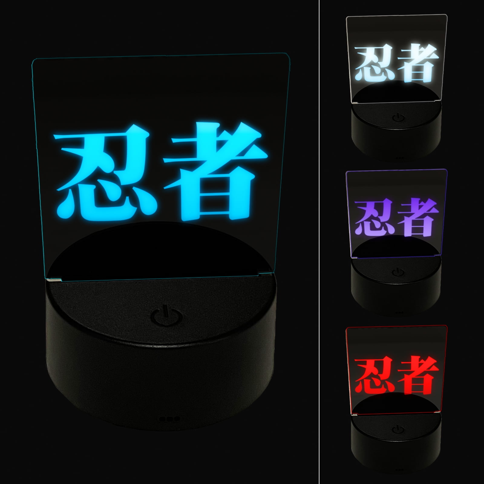Ninja Kanji Script LED Night Light Sign 3D Illusion Desk Nightstand ...