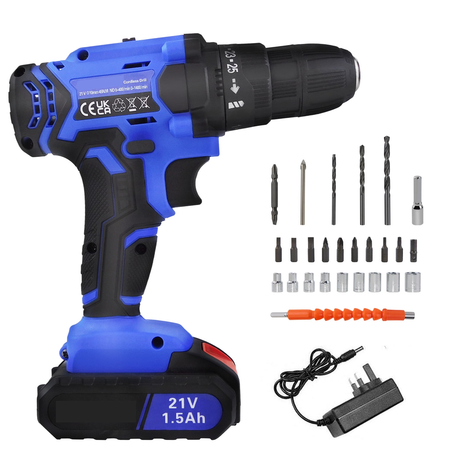 3/8 Inch Cordless Drill Screwdriver with 1500mAH Li-ion Battery, Fast ...