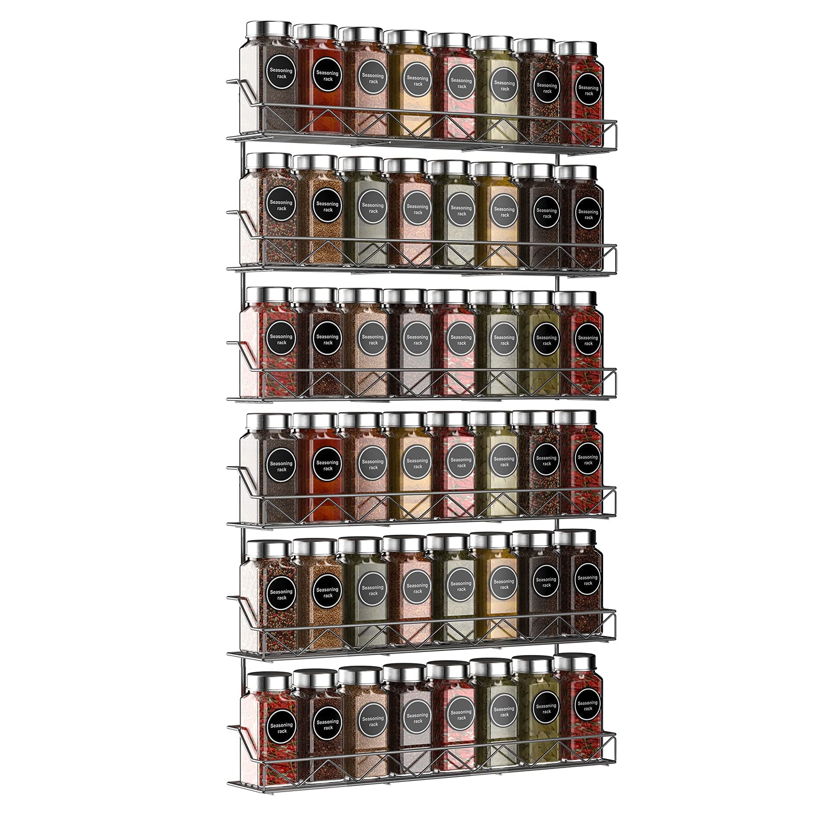 2 Pack 3 Tier Metal Spice Rack Wall Mount Spice Jars Storage Organizer ...