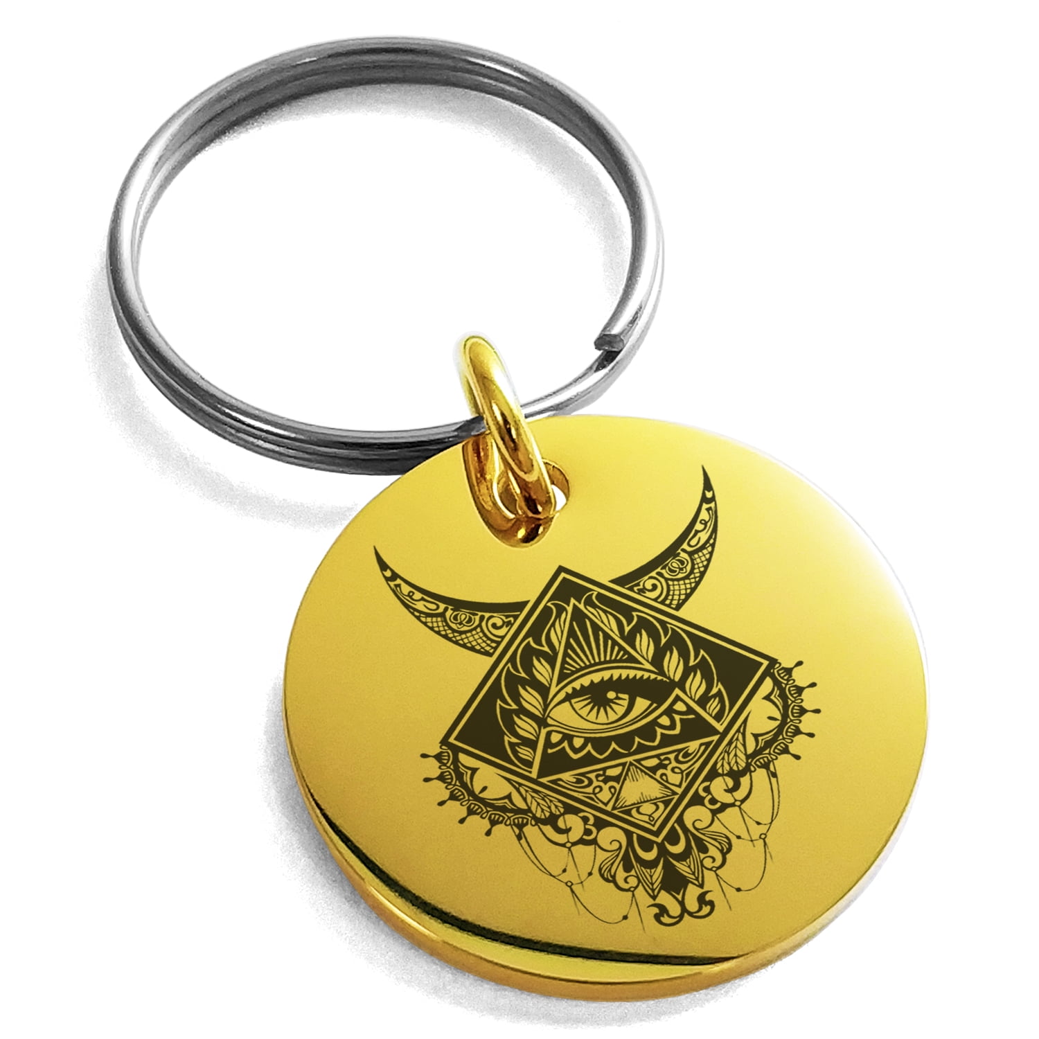 Stainless Steel Spiritual All Seeing Eye Engraved Small Medallion ...