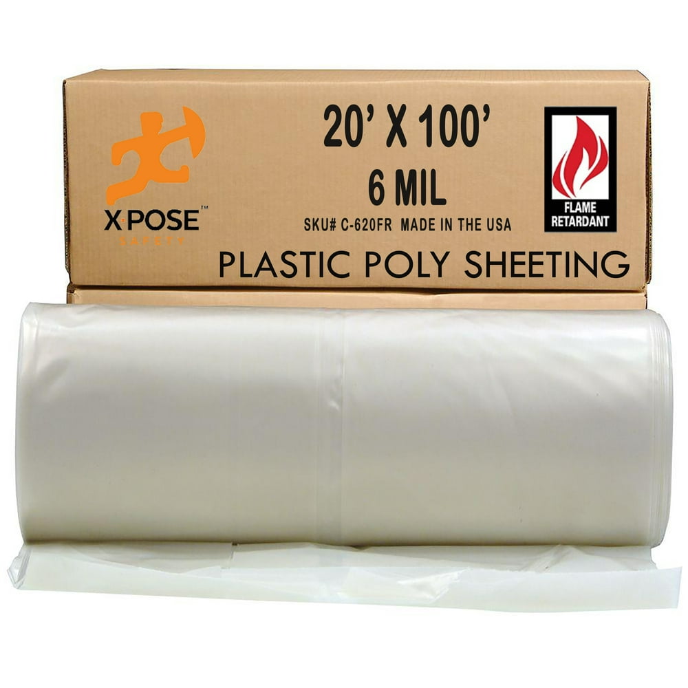 Fire Retardant Poly Sheeting - 20x100 Feet Heavy Duty, 6 Mil Thick ...