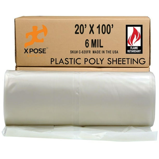 Fire Retardant Poly Sheeting - 20x100 Feet Heavy Duty, 6 Mil Thick ...