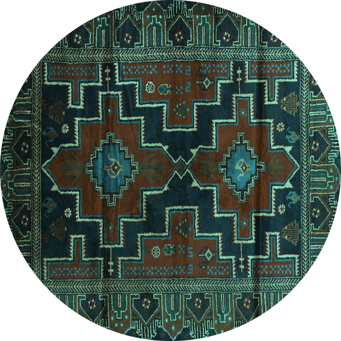 Ahgly Company Indoor Round Persian Turquoise Blue Traditional Area Rugs ...
