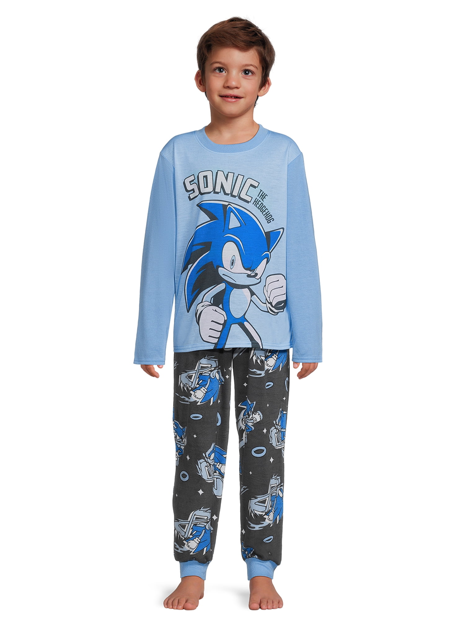 Sonic the Hedgehog Boys Long Sleeve Top and Joggers Pajama Set, 2-Piece ...