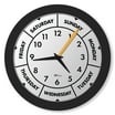 DayClocks Time & Day-of-the-Week Wall Clock with 12" Modern Black Frame ...