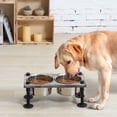 MyGift Torched Brown Wood and Industrial Metal Elevated Pet Feeder ...