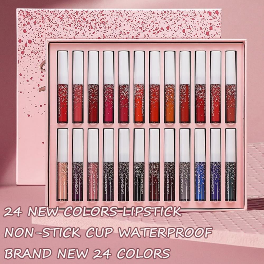 24 Colors Matte Lipstick Set Long Lasting Velvet Lips Tint Liquid ...