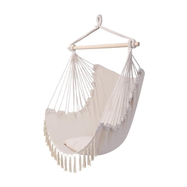 Equip Boho Avocado Macrame Hanging Swing Chair, Black Cotton Blend ...