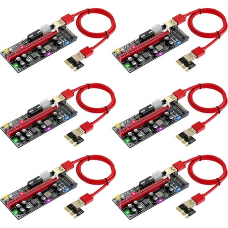 ACTIMED PCIE Riser Express Cable 1x to 16x (6PIN/MOLEX/SATA) with Led ...