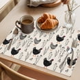 Beige Farm Chicken Cotton Linen Placemats Set of 6, Country Farmhouse ...