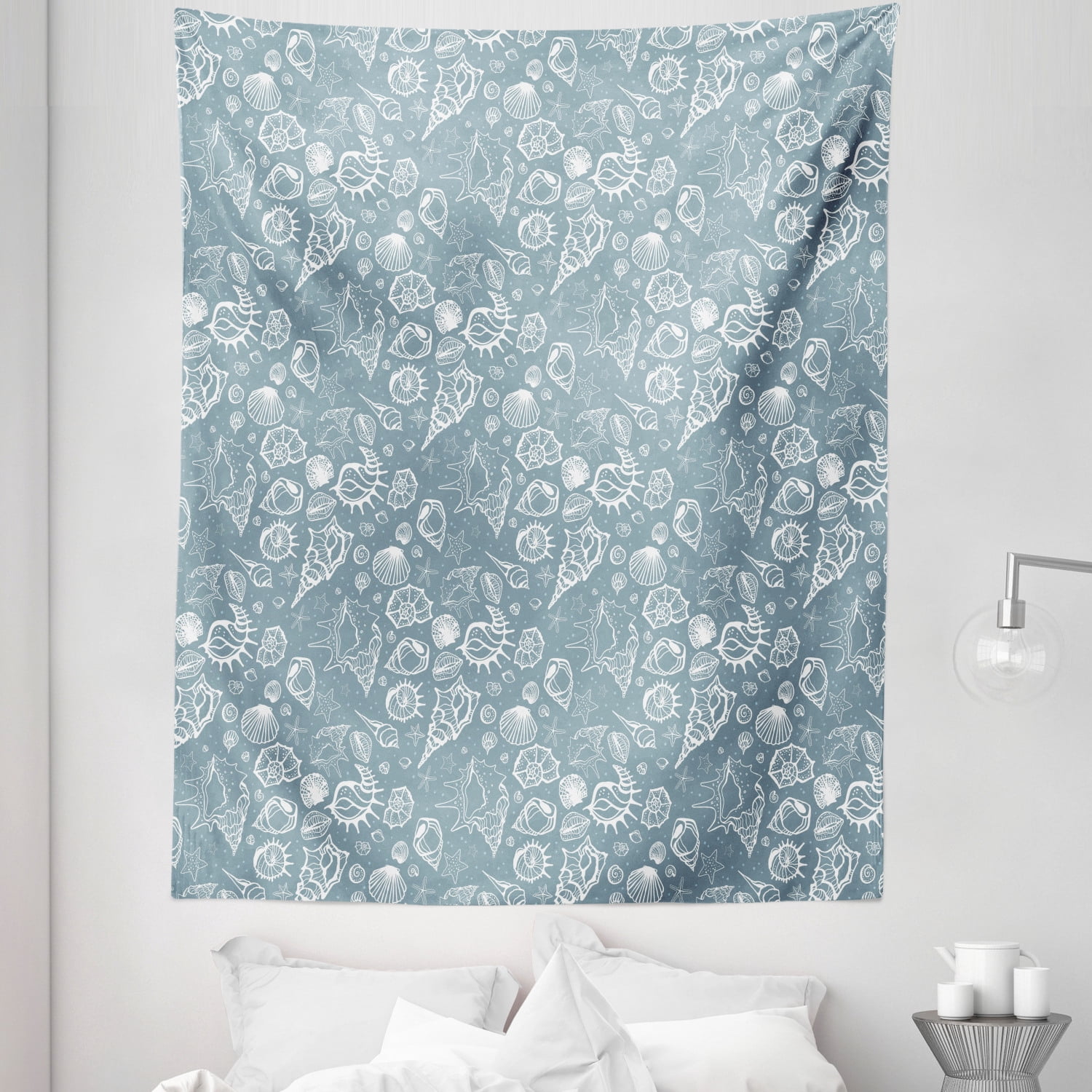 Sea Shells Tapestry, Doodle Hand Drawn Style Starfish Pattern ...
