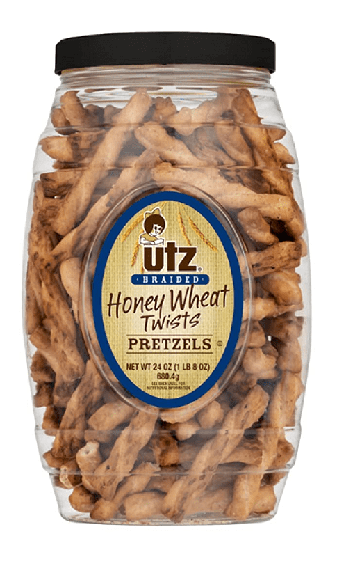 Utz Quality Foods Pretzel Barrels (Honey Wheat Braided Twists 24 oz., 3 ...