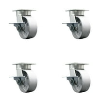5 Inch Solid Polyurethane Caster Set with 2 Brakes/Swivel Lock 2 Rigid ...