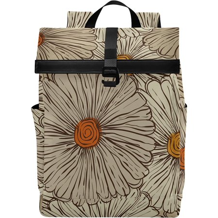 Abstract Daisy Flower Backpack Roll Top Daypack Laptop Work Travel ...