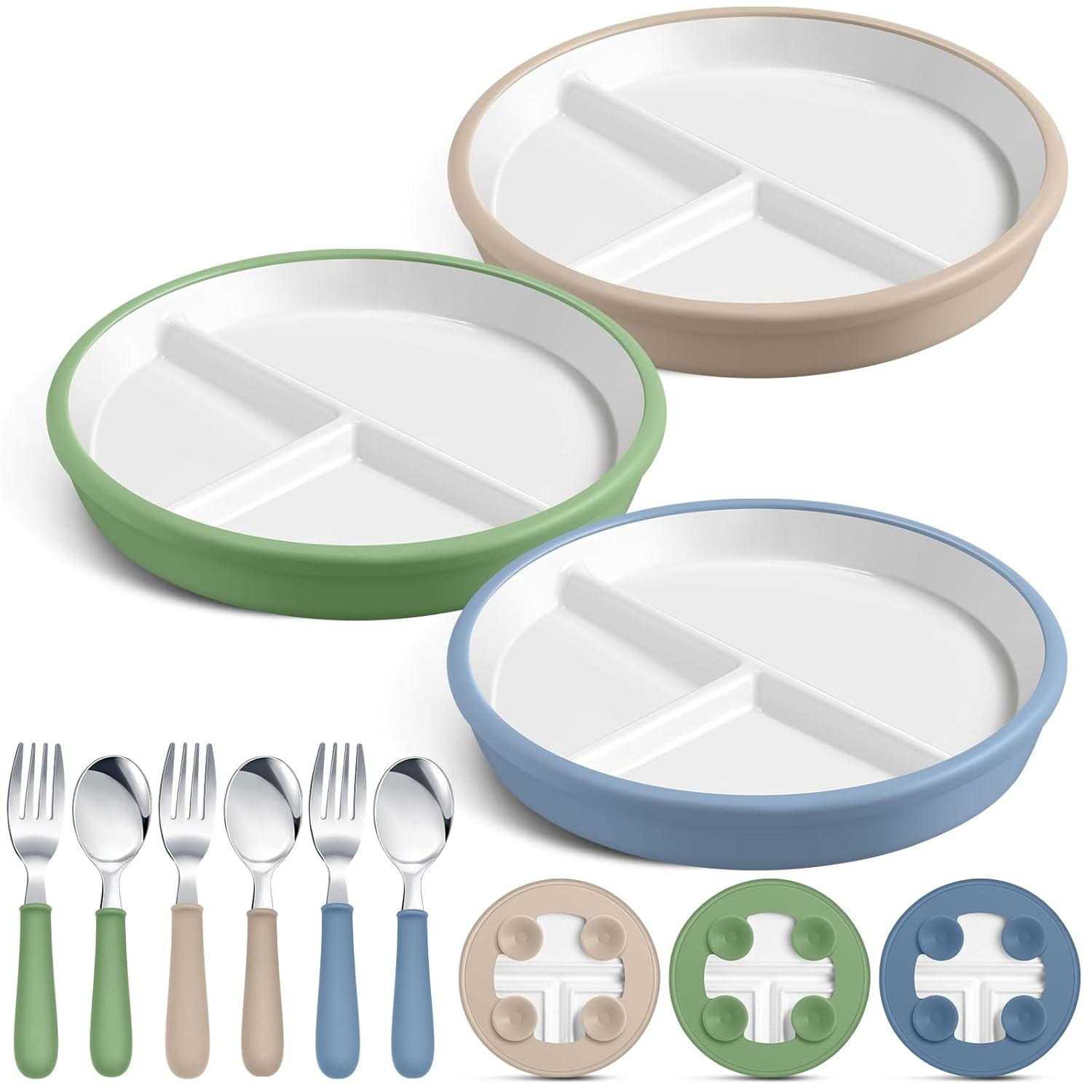 Click here for Flafree 3 Pack 8 Large Porcelain Toddler Plates Fe... prices
