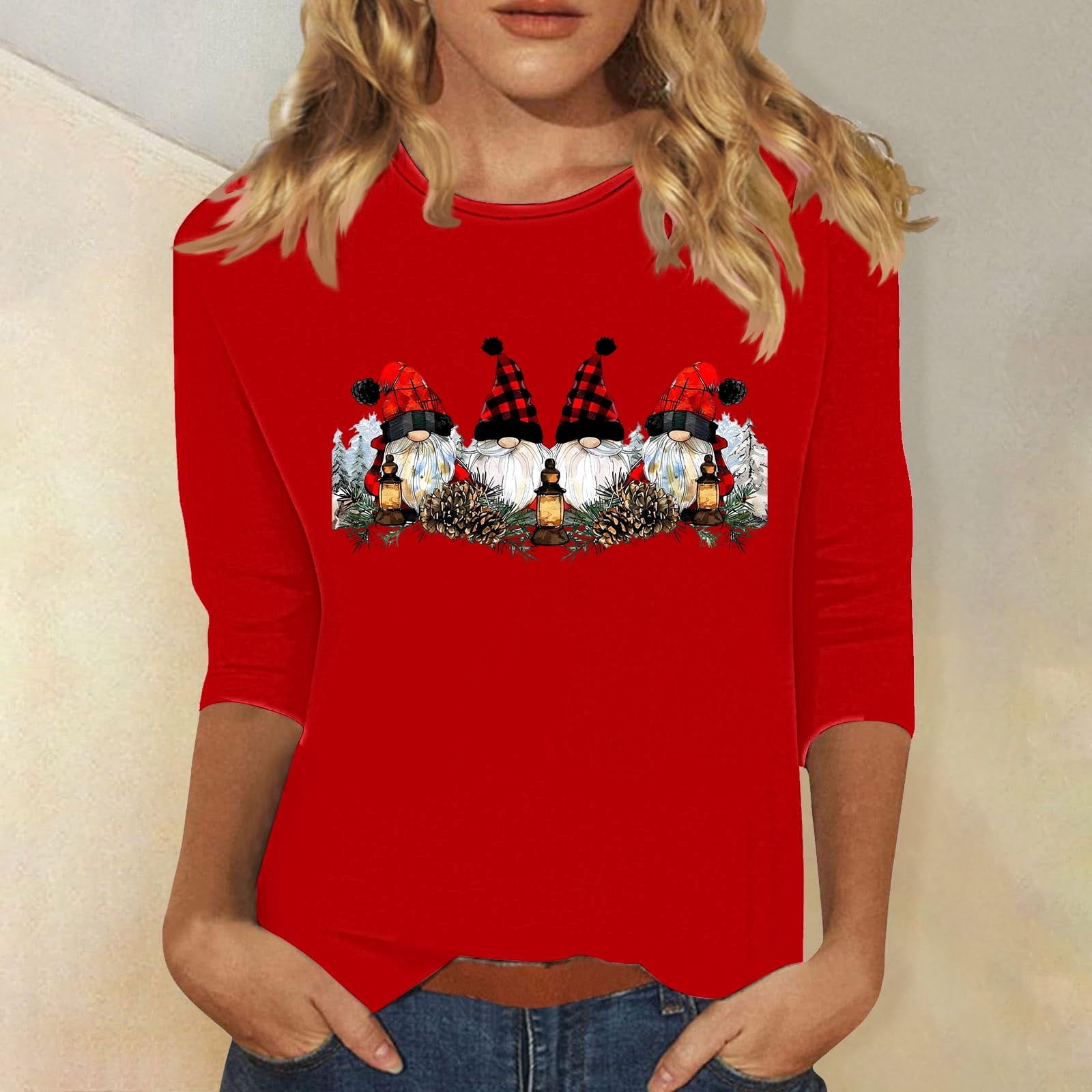 Click here for Lcziwo Prime Deals Womens Christmas 3/4 Sleeve Top... prices