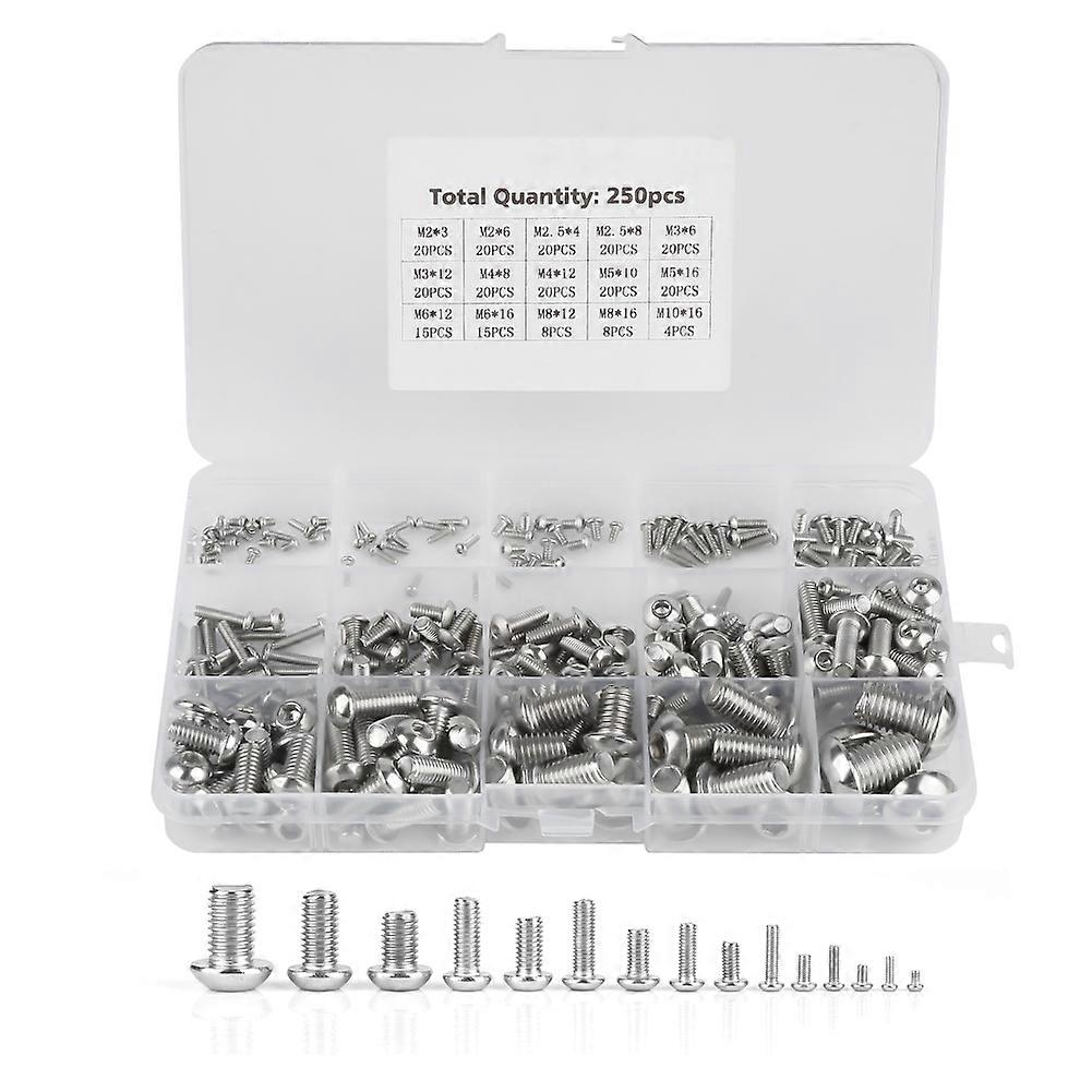 250pcs M2/ M2.5/ M3 /M4/ M5/ M6/ M8/ M10 Machine Screws Set for Laptop ...