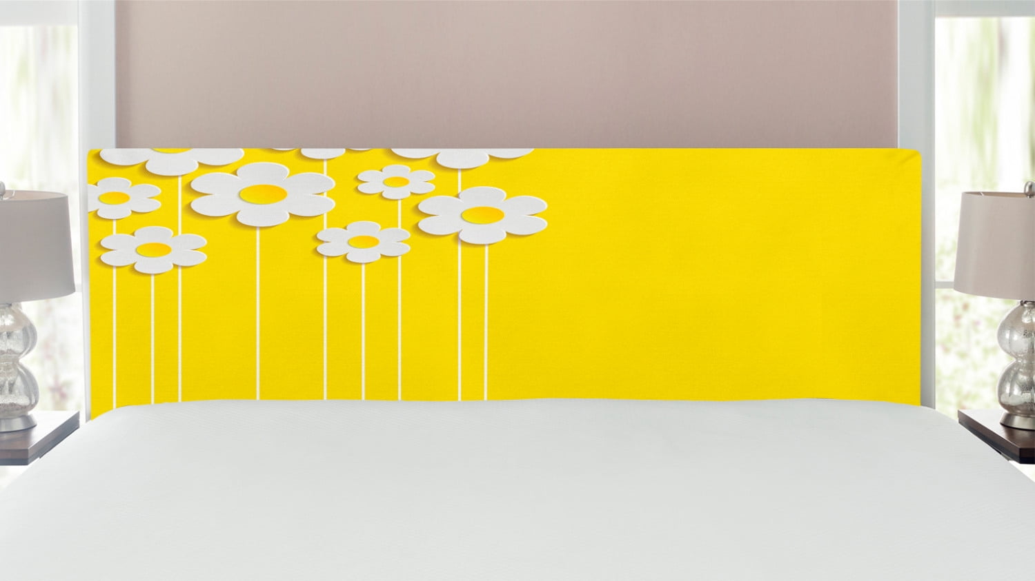 Yellow Headboard, Spring Flowers Daisy Pattern on Clean Background ...
