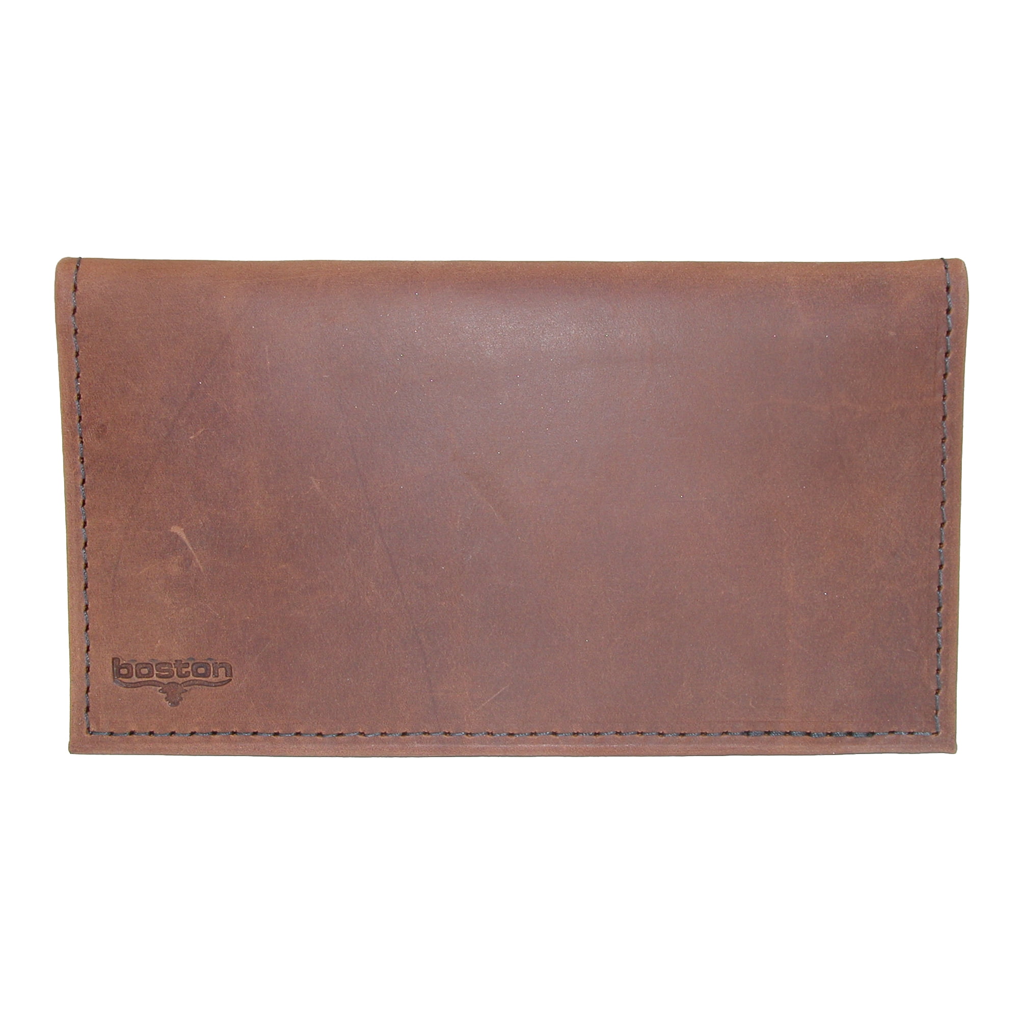 Boston Leather Distressed Copper Explorer Leather Checkbook Cover ...