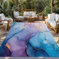 Abstract Impressionist Outdoor Rug, Blue Marble Texture Non-Slip Area ...